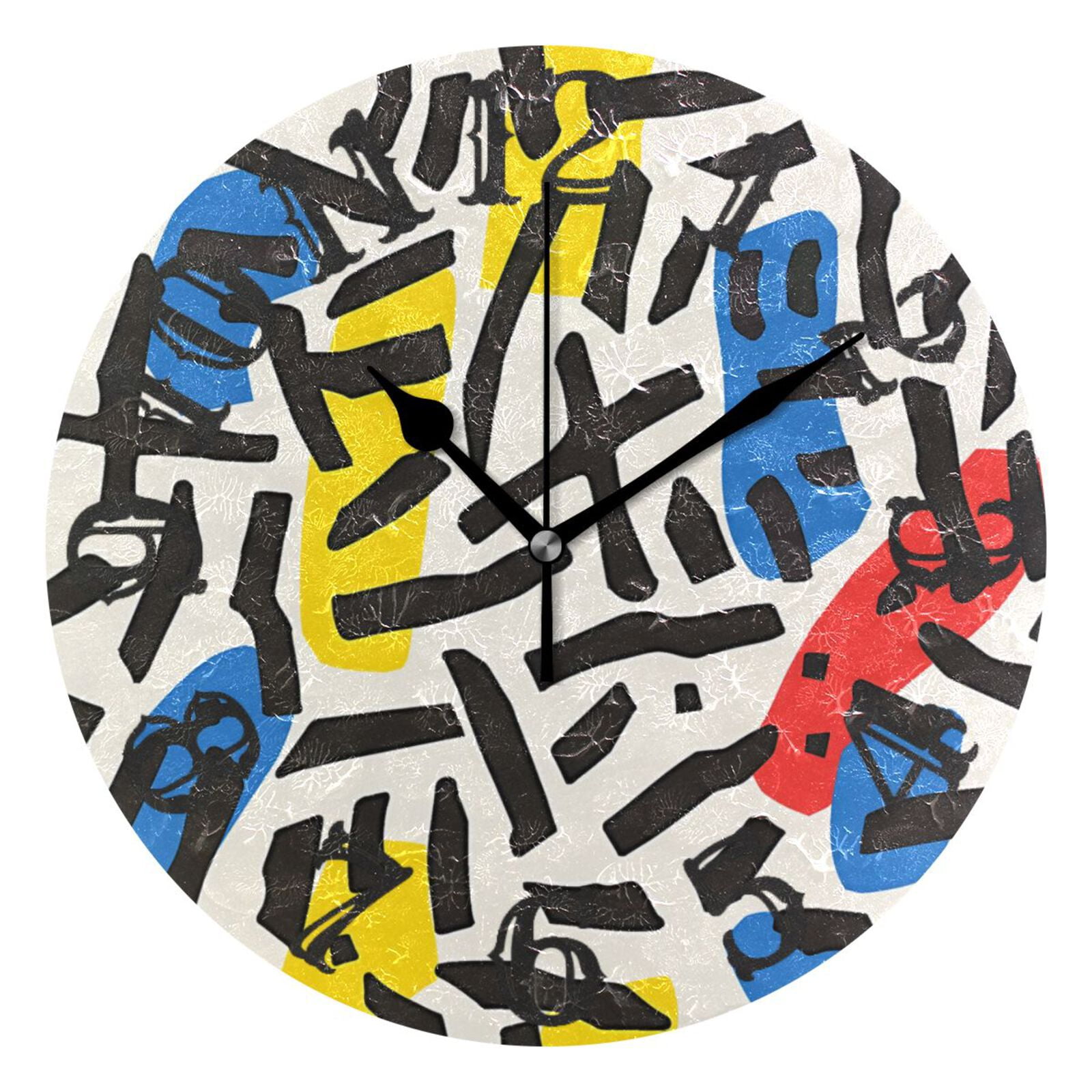 Irregular Shapes Line Wall Clock 10 inch Non-Ticking Easy to Read ...