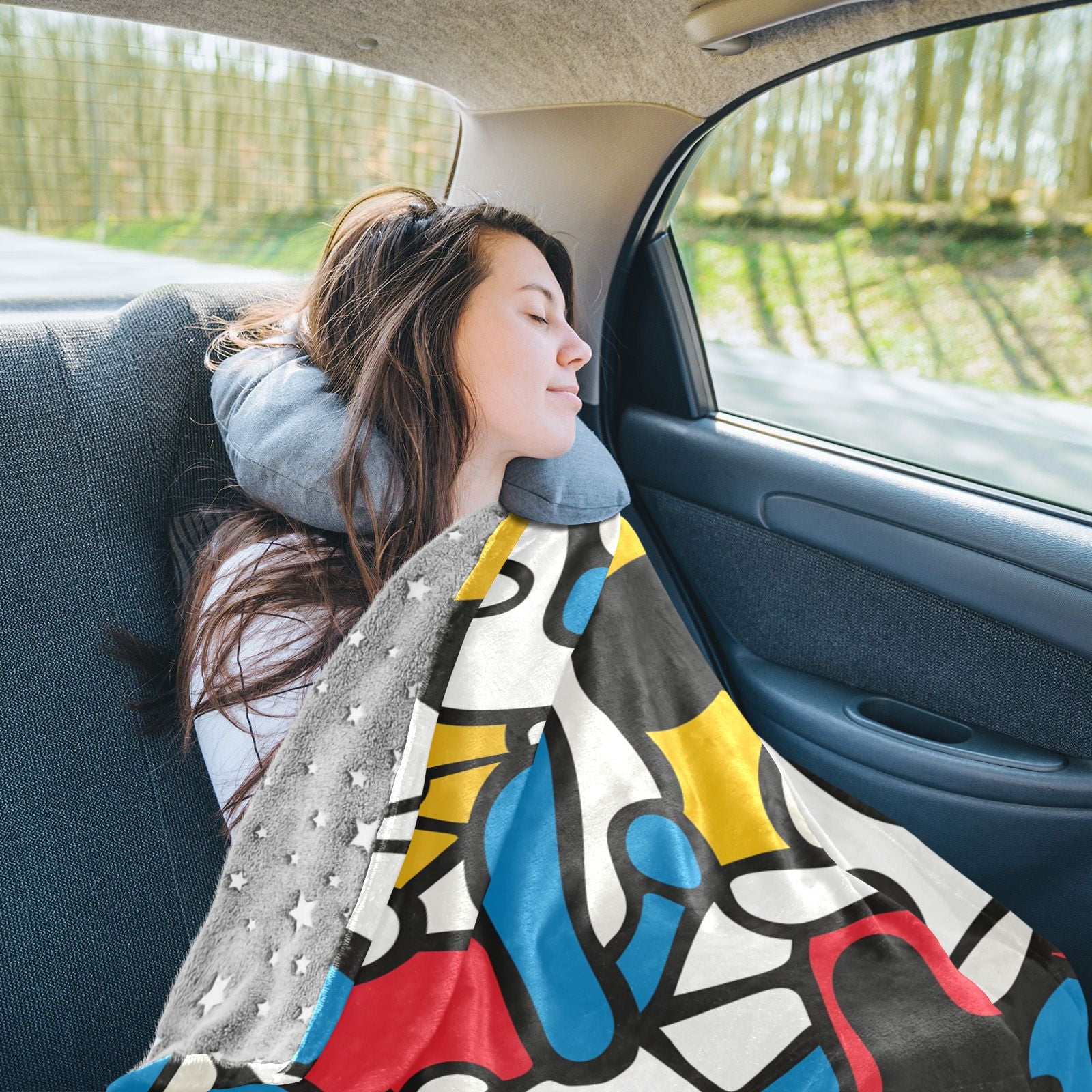 Irregular Shapes Travel Blanket Pillow Compact Foldable Airplane Throw ...