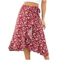 Irregular Split Skirts For Ladies Casual Summer Vacation Midi Skirt Sexy Trendy Floral Print