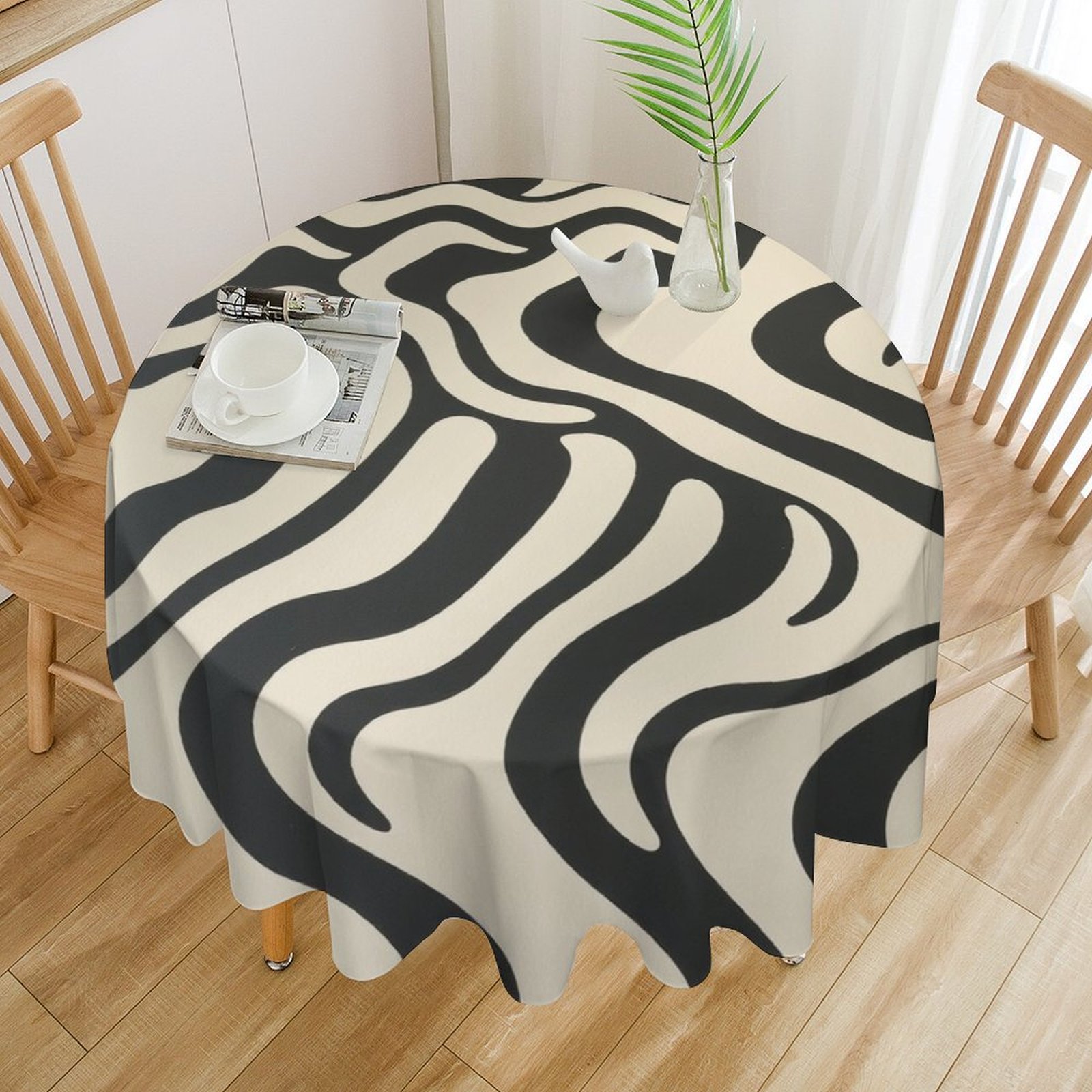 Irregular Stripe Table Cloth Round PVC Wedding Kitchen Dining Desk ...