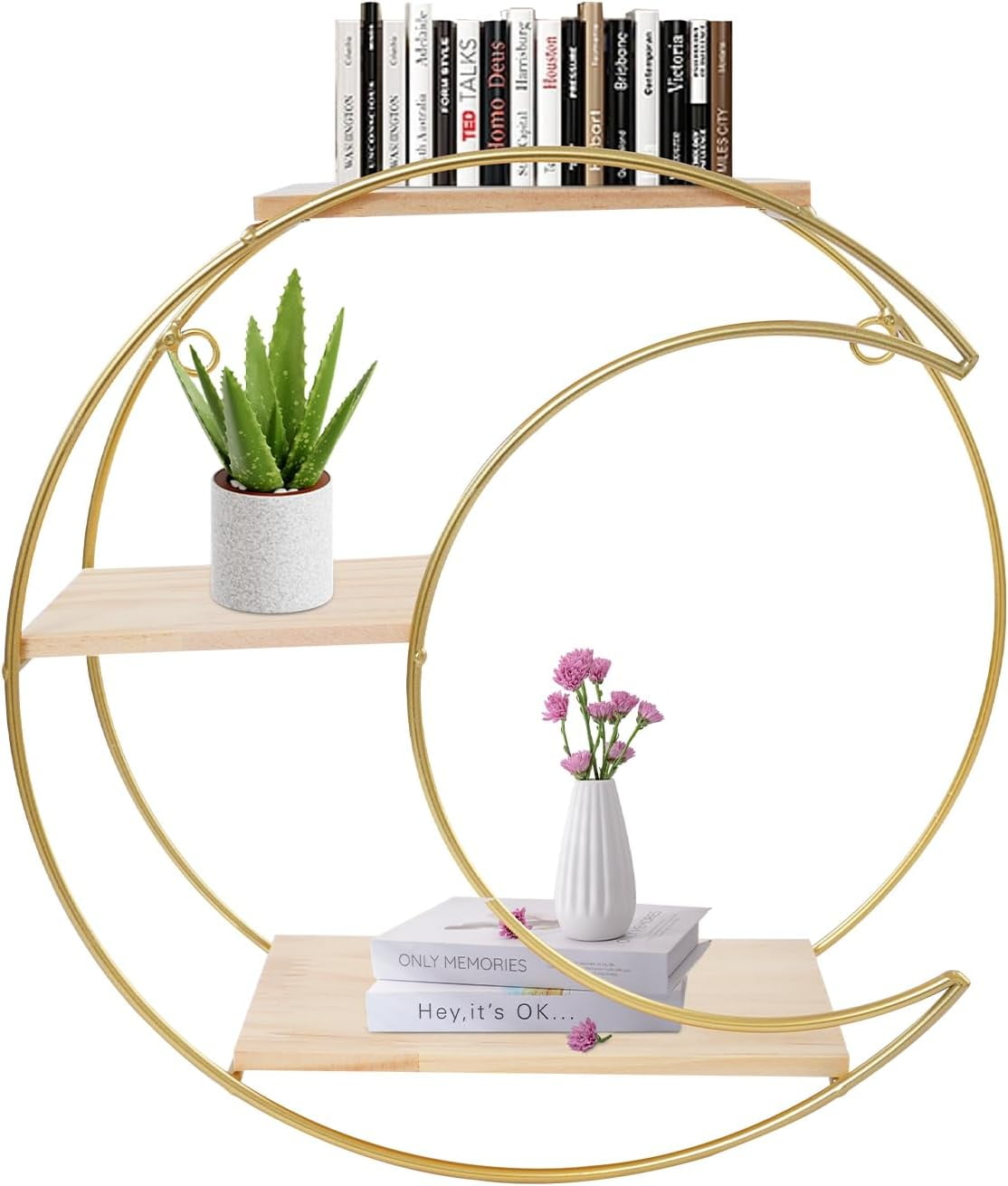 Irregular Three-Layer Storage Rack Golden Moon Wall Mounted Shelf ...