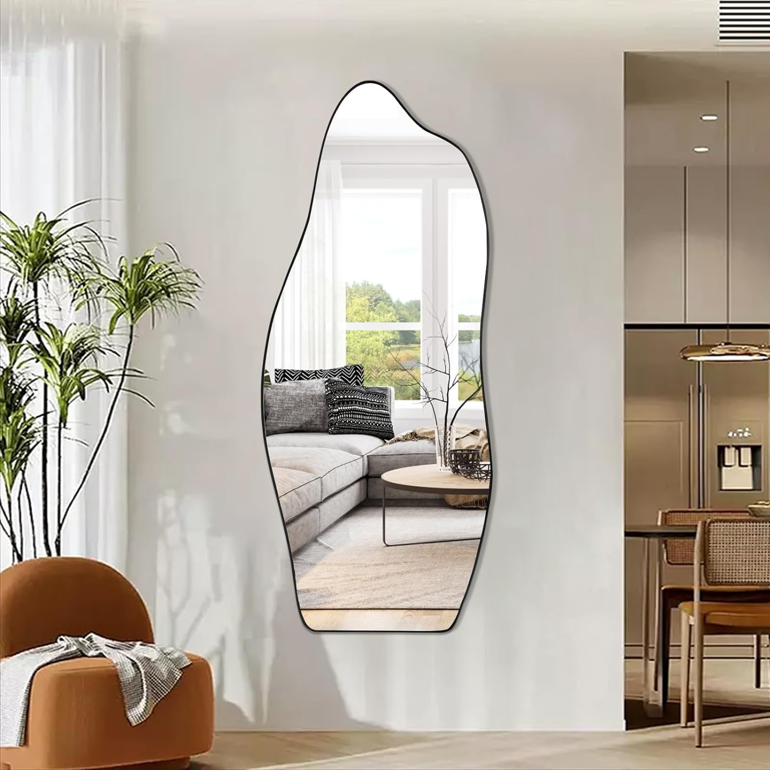Irregular Unique Shaped Mirror, Large Asymmetrical Mirror, Black Frame ...