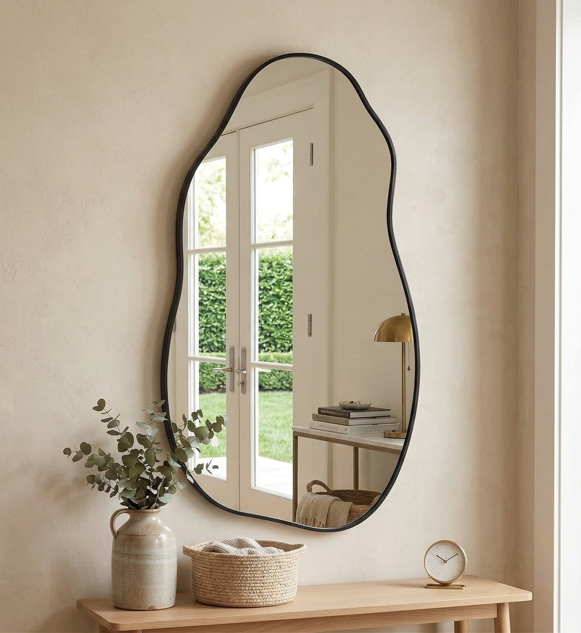 Irregular Wall Mirror 30"x16.5", Small Asymmetrical Mirror for Wall ...