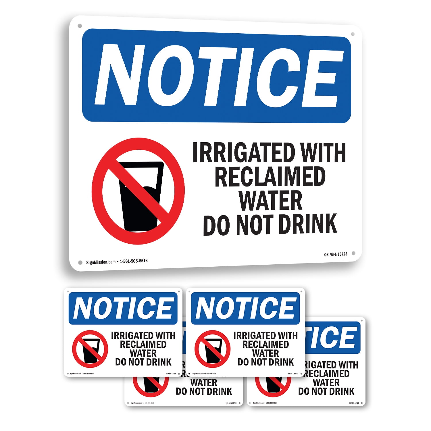 Irrigated With Reclaimed Water OSHA Notice Rigid Plastic Sign 24 Inch x ...