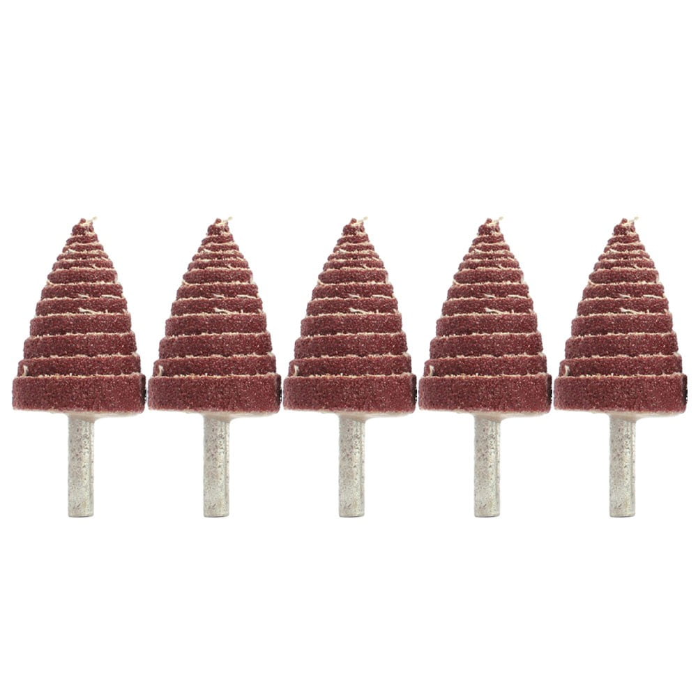 5pcs 6mm Shank 80 Grits Tapered Cone Sandpaper Grinding Heads Sanding ...