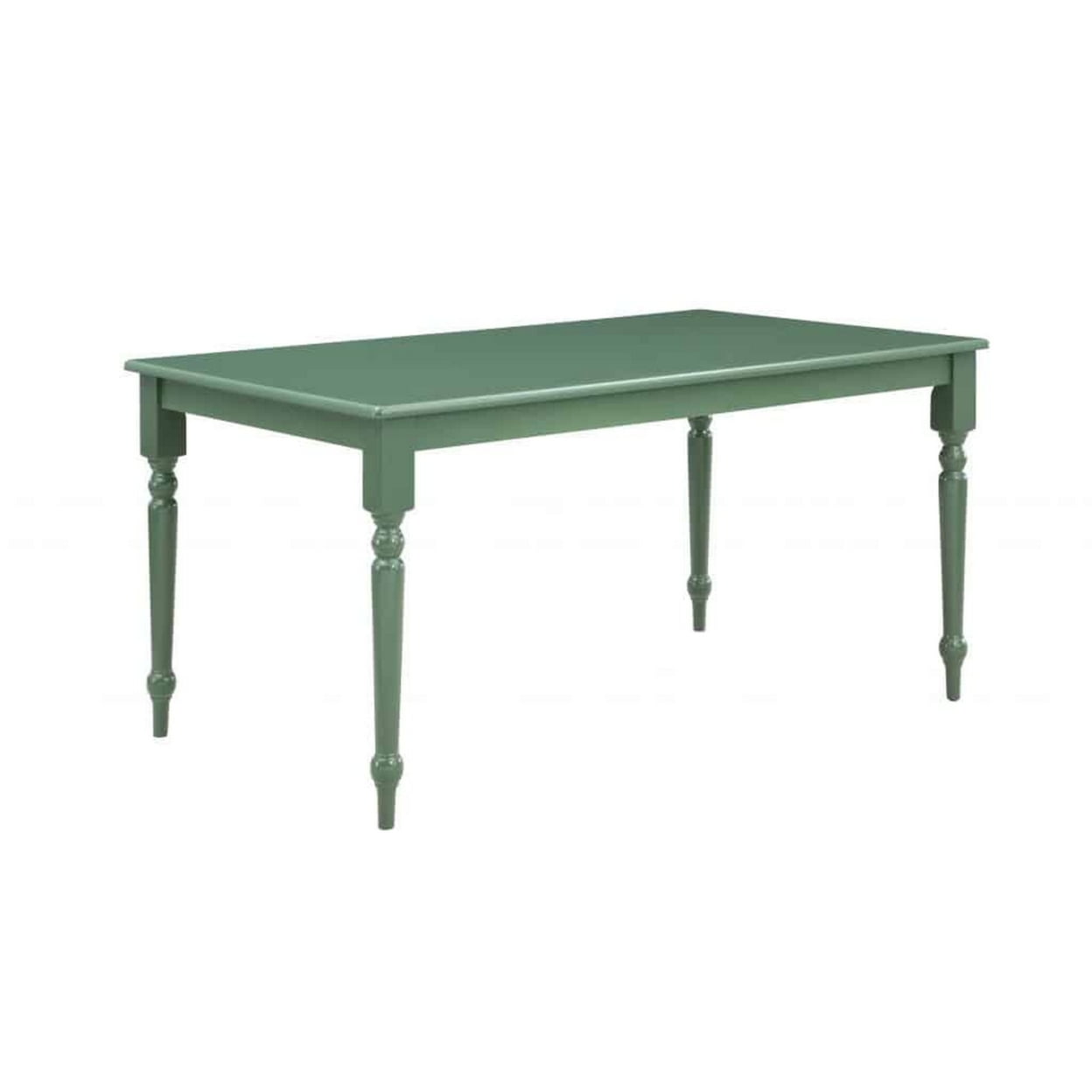 Irvin 60 Inch Modern Dining Table in Farmhouse Design Turned Legs Green ...