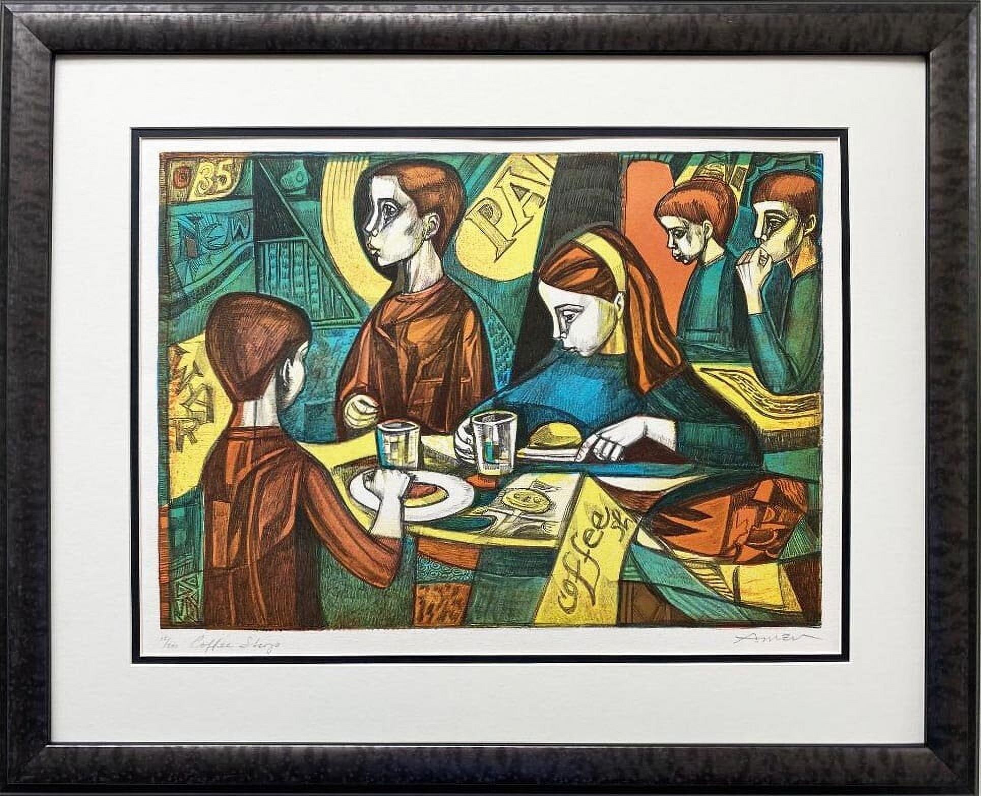 Irving Amen "Coffee Shop" FRAMED Hand Signed Limited Edition Lithograph ...