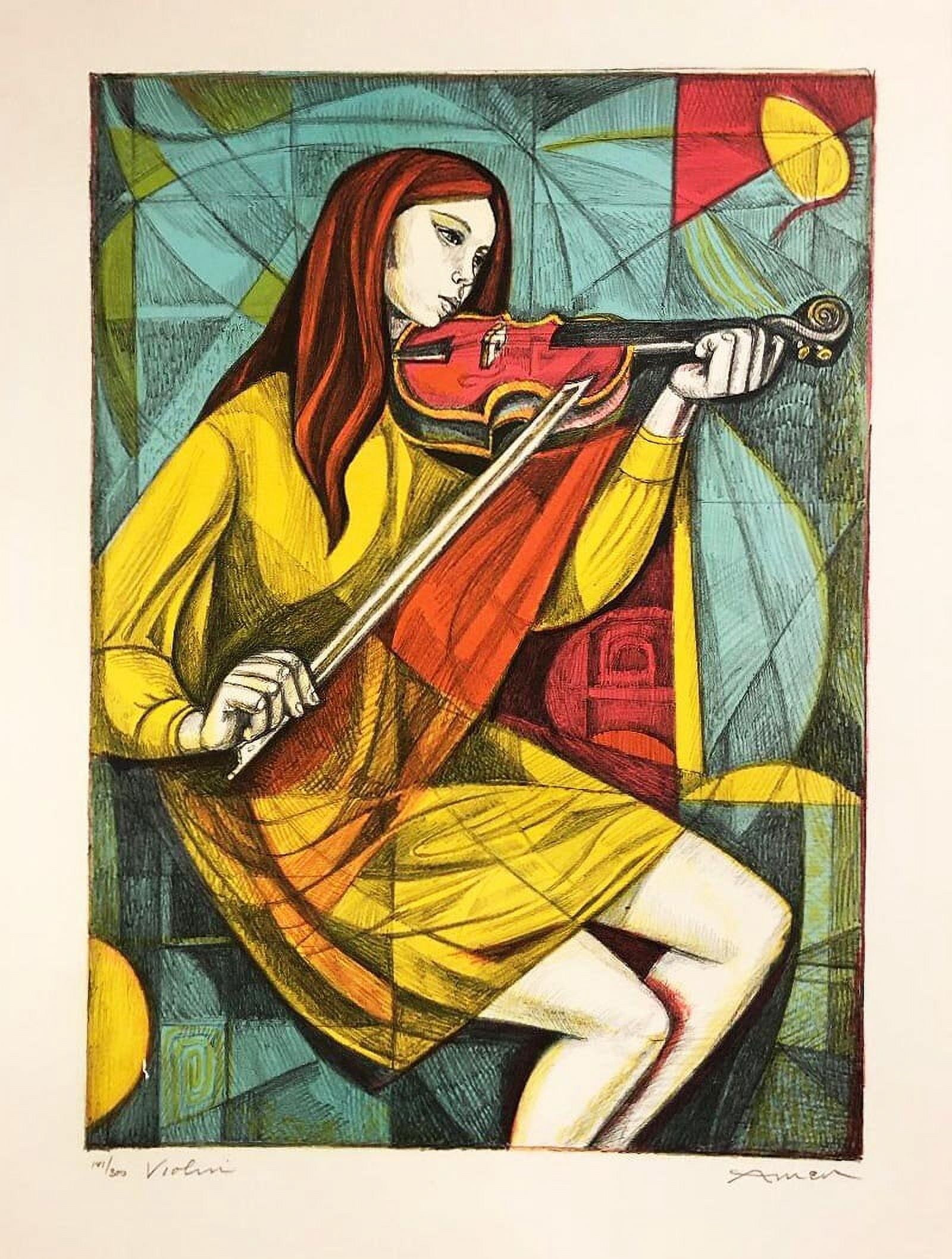 Irving Amen "Violin" Hand Signed Limited Edition Lithograph Art Generic ...