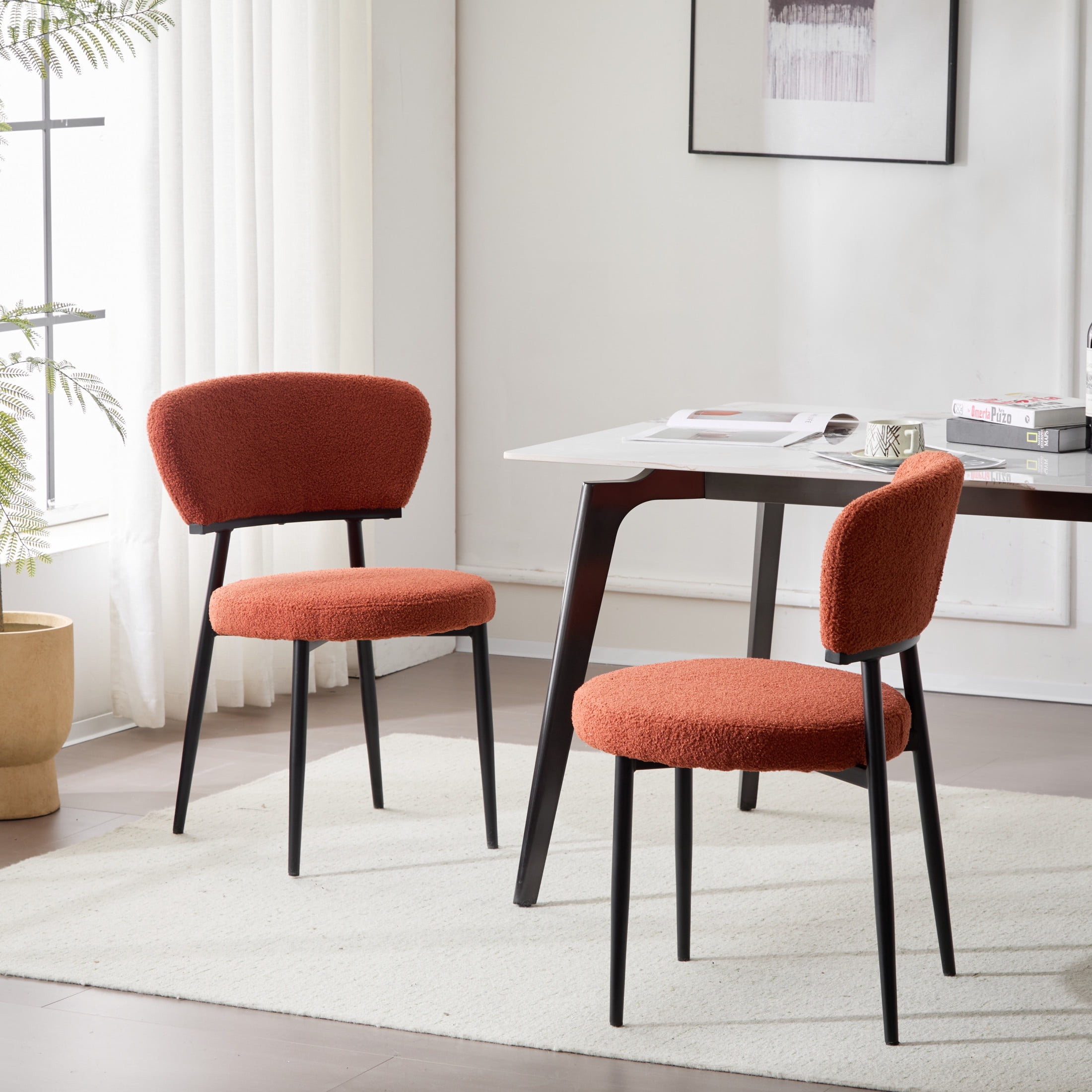 Irving Upholstered Dining Chairs - Set of 2 - Metal Legs - Walmart.com