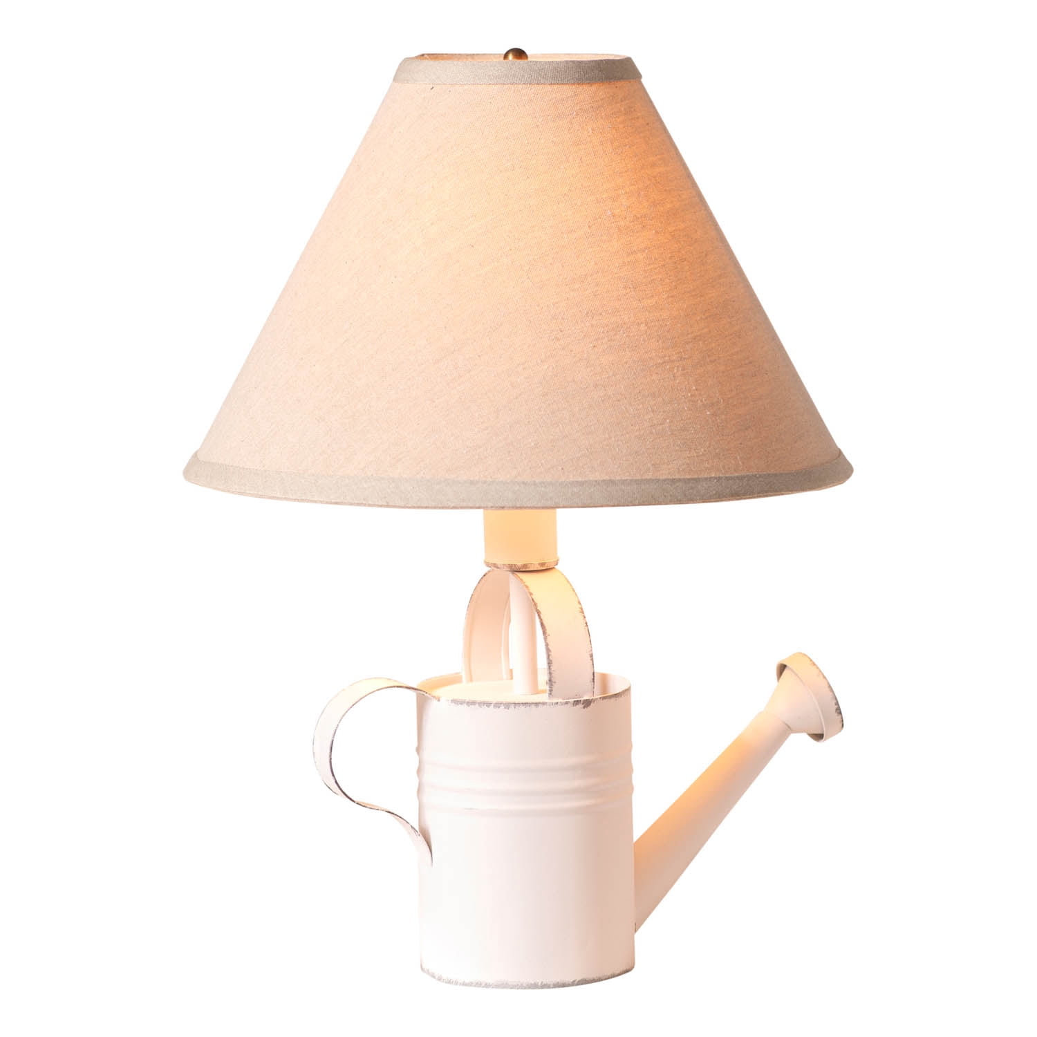 Irvins Country Tinware Watering Can Lamp in Rustic White with Ivory ...