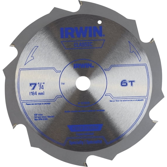 Irwin 15702 Fibercut Circular Saw Blade- 7.25- 6 Teeth - Walmart.com