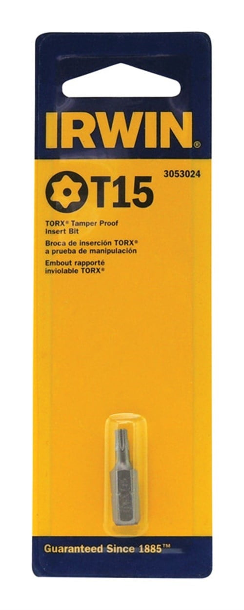 Irwin 3053024 Tamper Resistant Insert Bit, T15, Torx, 1 in OAL, High ...