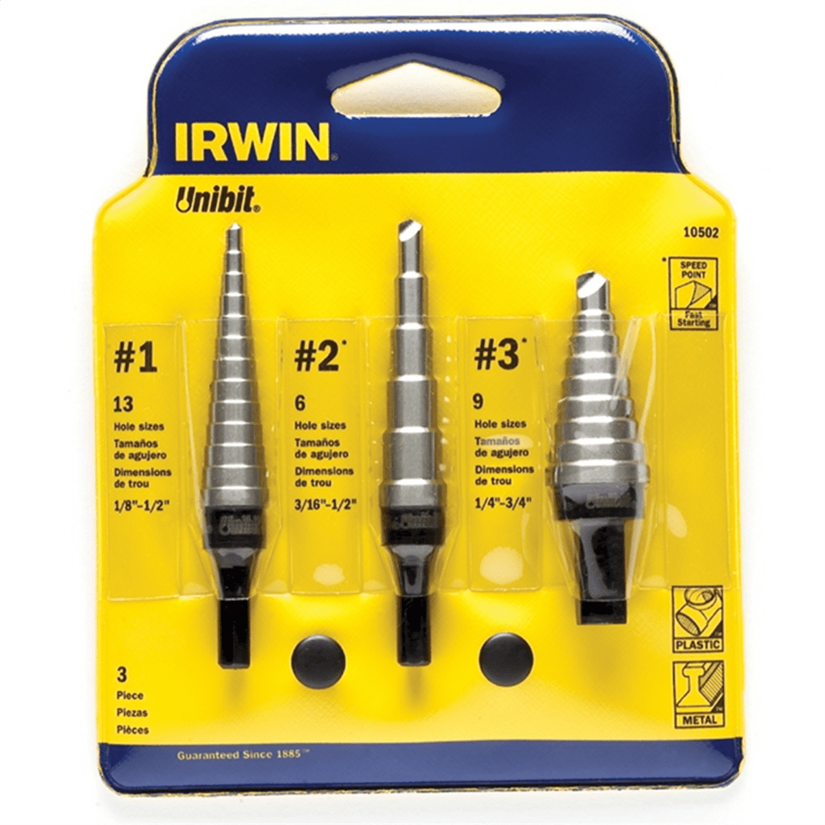 Irwin/Hanson 10502 Vise-Grip 3-Piece Unibit Step Drill Set - Walmart.com