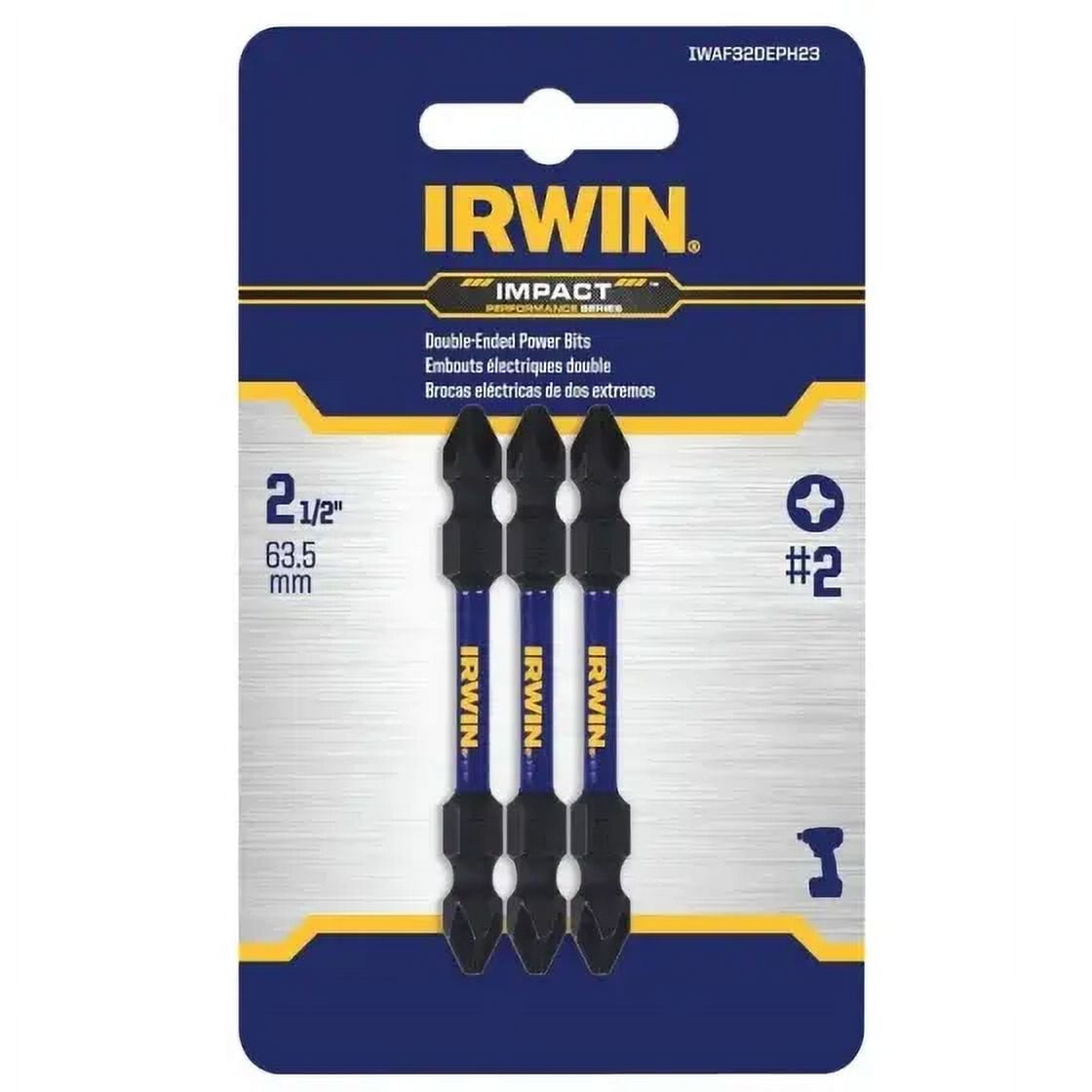 Irwin IWAF32DEPH23 Double-End Bit Set Phillips Drive 1/4 in Shank 2-3/8 ...
