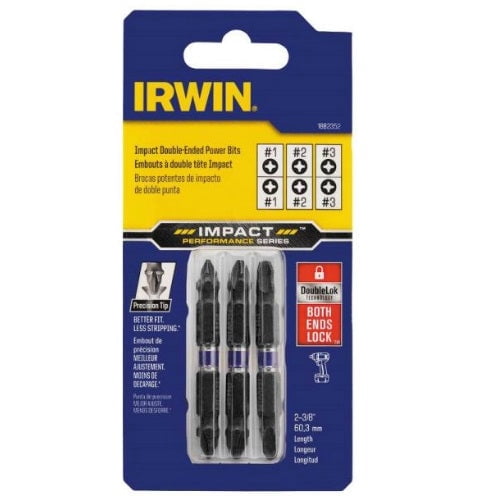 Irwin IWAF32DEPHMIX3 Double-Ended Impact Bit Set, 3 Piece, 2-3/8 ...