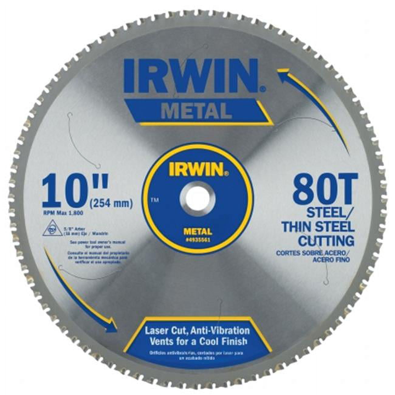 Irwin Industrial Tool 10in. 80 Tpi Metal Cutting Circular Saw Blade ...