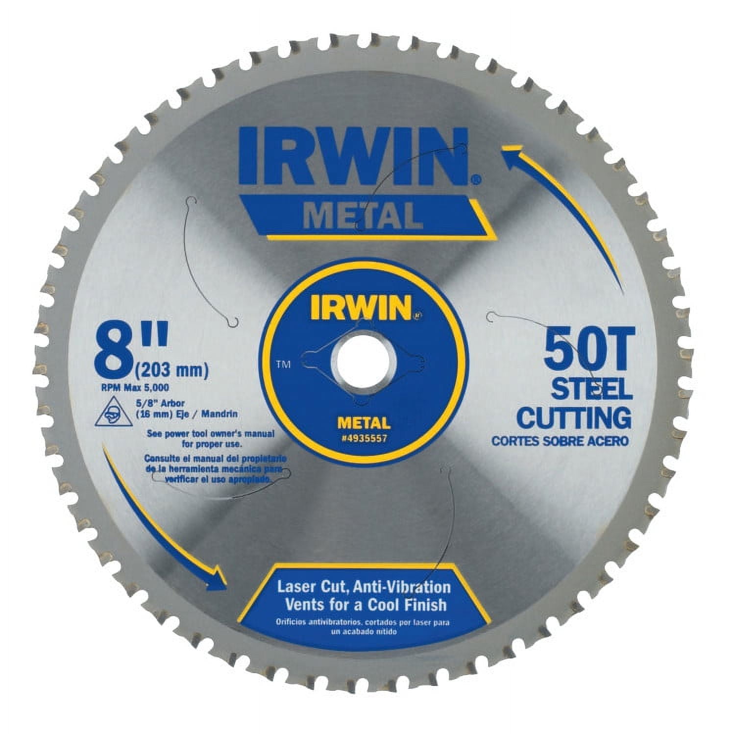 Irwin Marathon 8 in. Dia. x 5/8 in. Circular Saw Blade Steel 50 teeth 1 ...