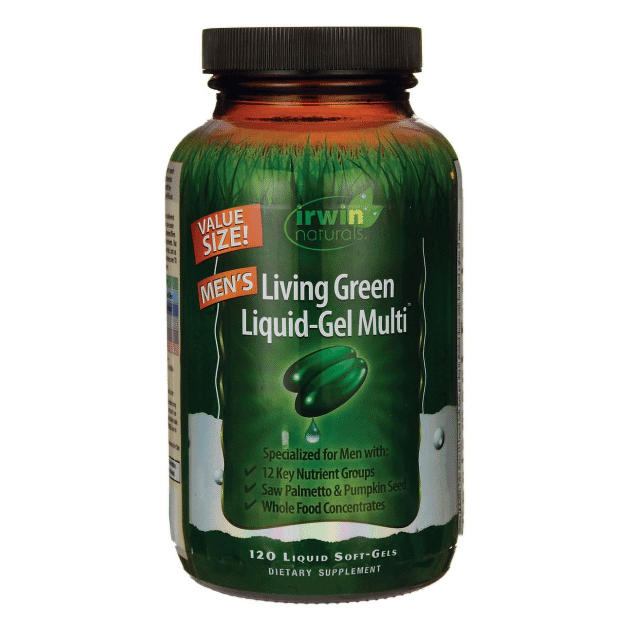 Irwin Naturals Men's Living Green Liquid-Gel Multi Vitamins, Superfood ...