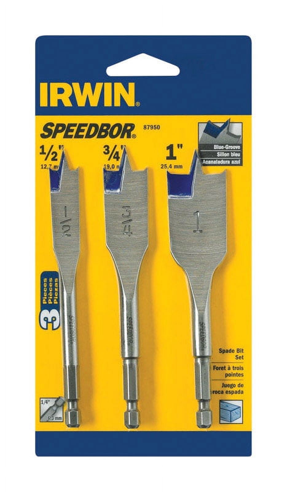 Irwin Speedbor Steel Wood Boring Bit 1/4 in. Quick-Change Hex Shank 3 ...