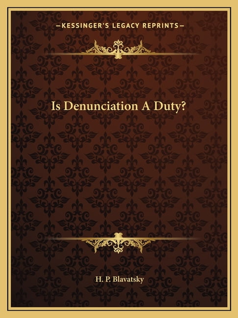 Is Denunciation A Duty? (Paperback) - Walmart.com