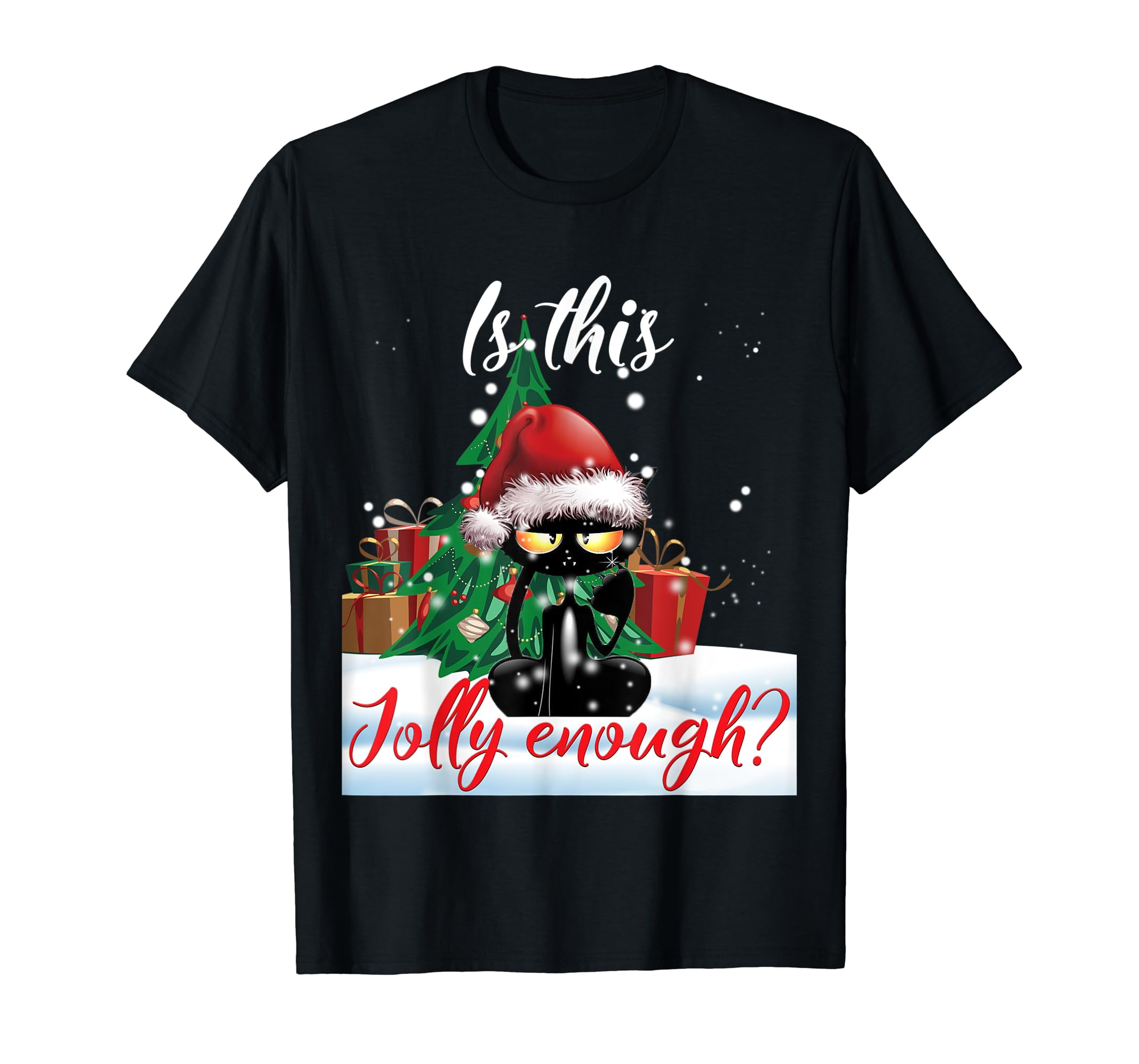 Is This Jolly Enough Grumpy Black Cat Christmas Lights gifts T-Shirt ...