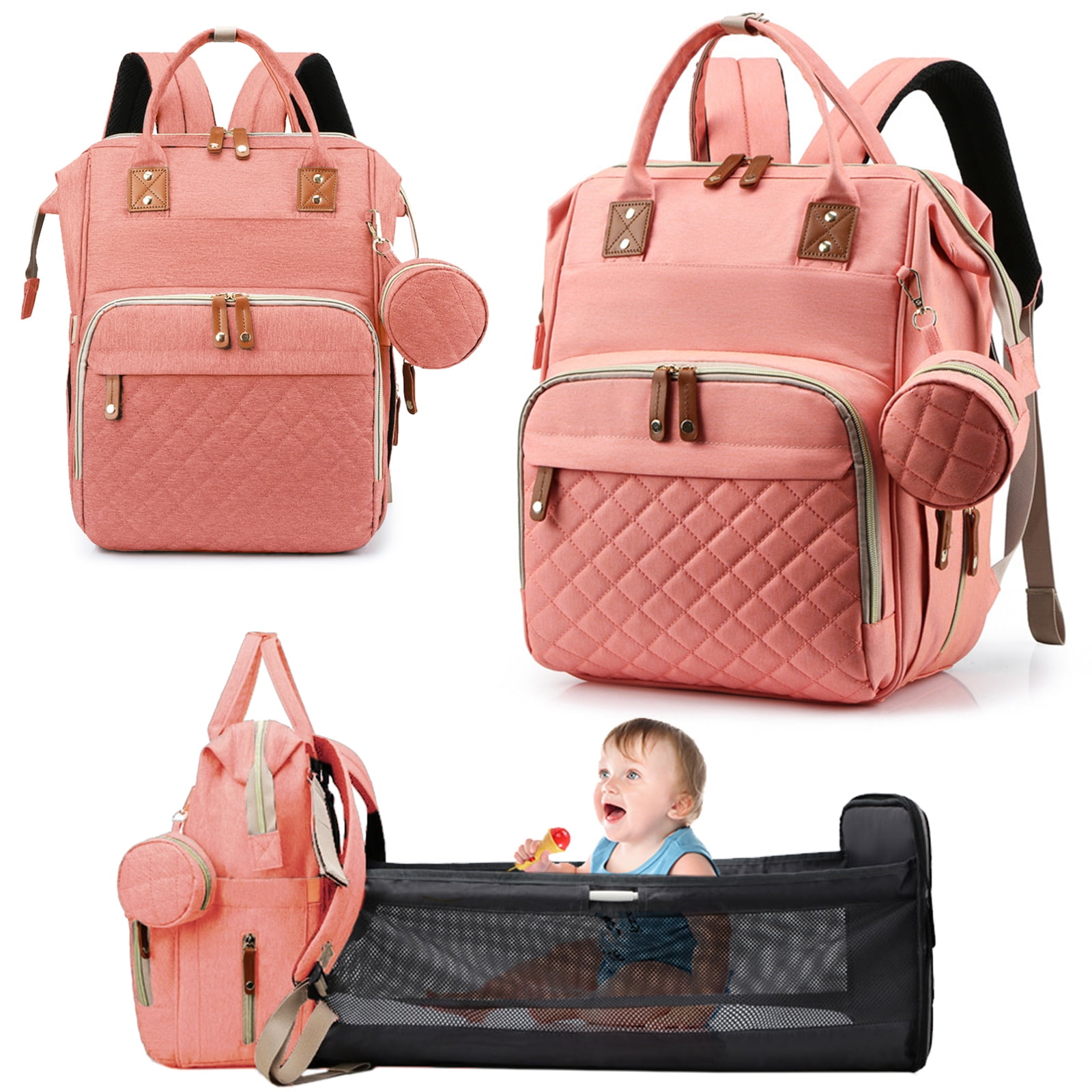 IsEasy Diaper Bag Backpack, Large Capacity Baby Bag, Multifunction ...