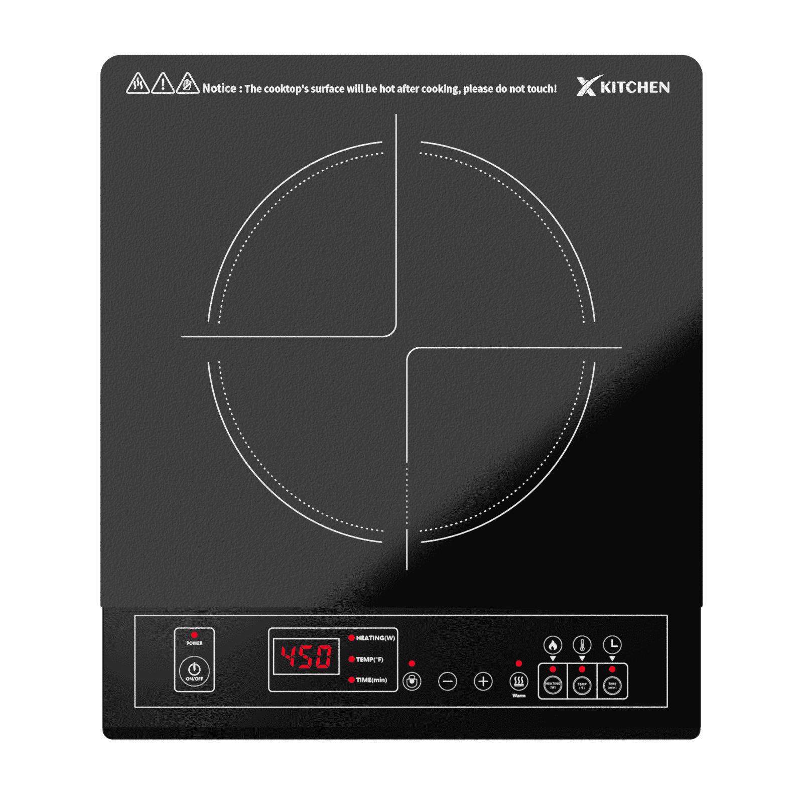 IsEasy Portable Induction Cooktop, 11.42-Inch, 1800W, 1 Burner, Ceremic ...