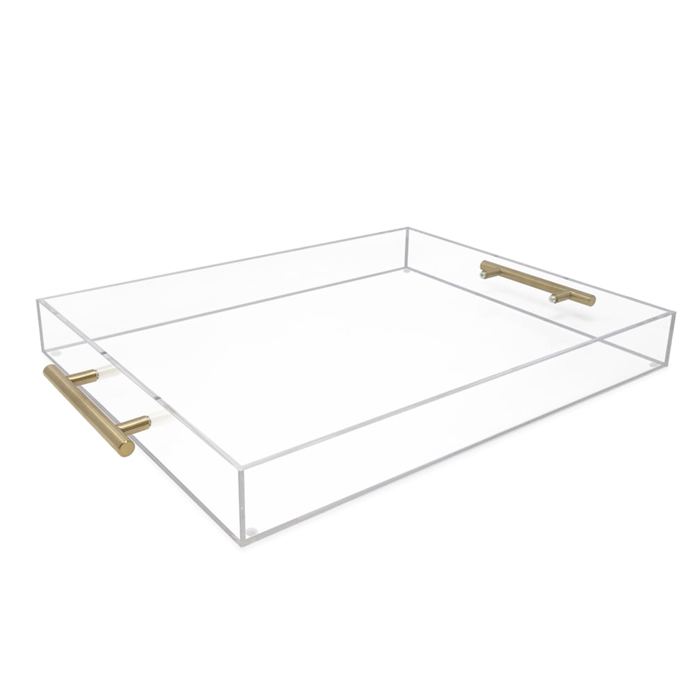 Isaac Jacobs 14x18 Acrylic Serving Tray with Gold Handles - Walmart.com