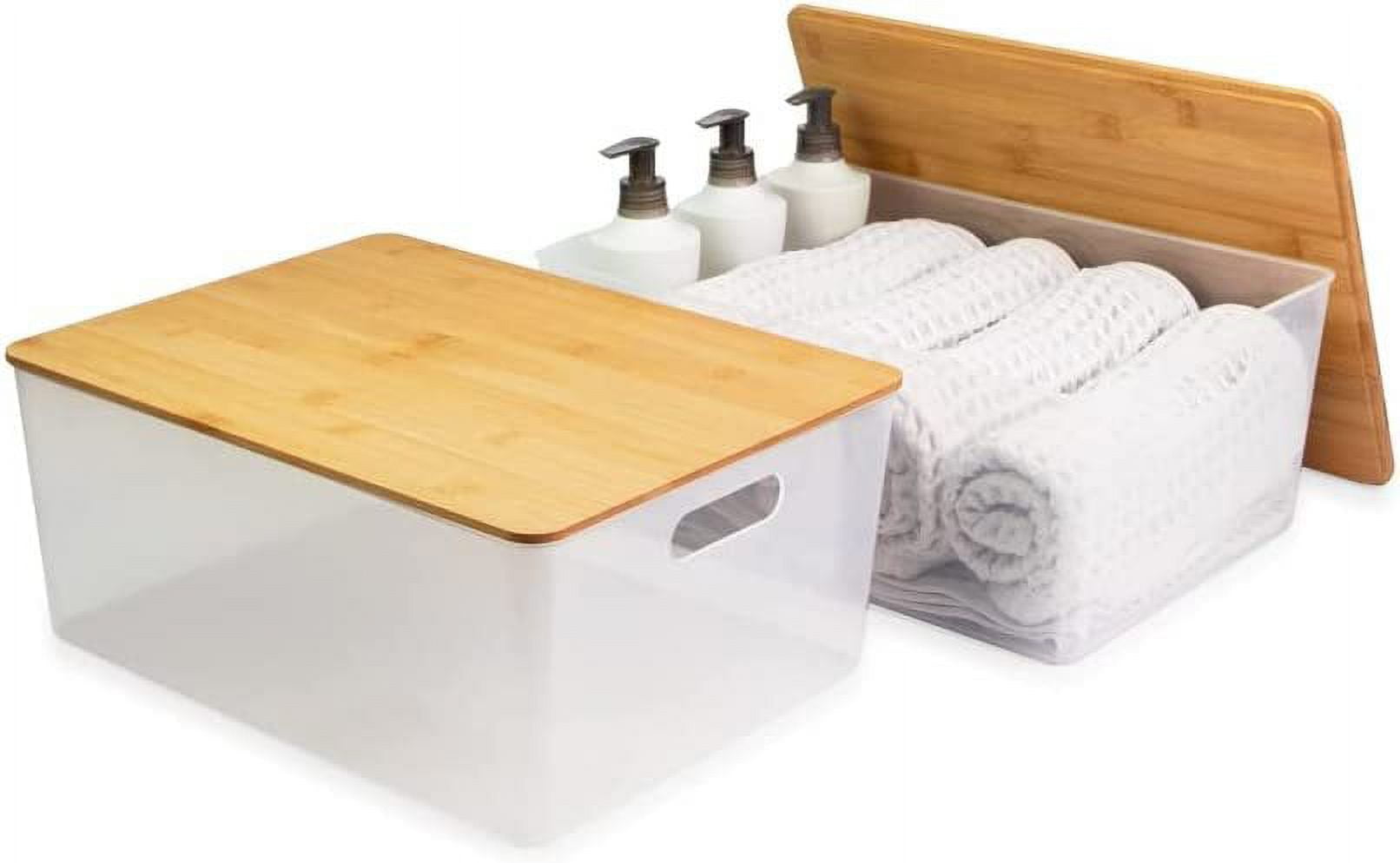 Isaac Jacobs 2-Pack XL Clear Storage Bin Set W/ Cut-Out Handles and ...