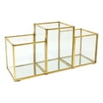 Isaac Jacobs 3-Compartment Brass and Glass Storage Stand Holder with ...