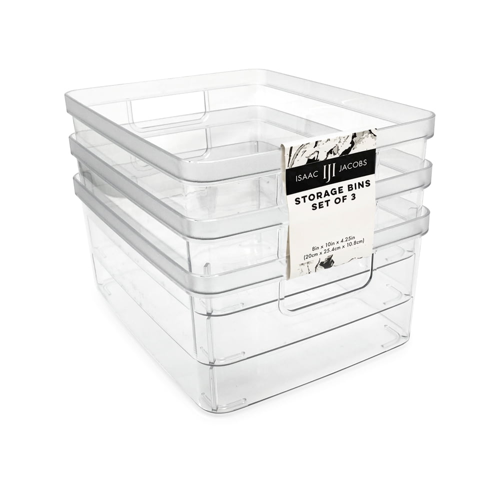 Isaac Jacobs 3-Pack Medium Plastic Storage Bins, Kitchen & Pantry ...
