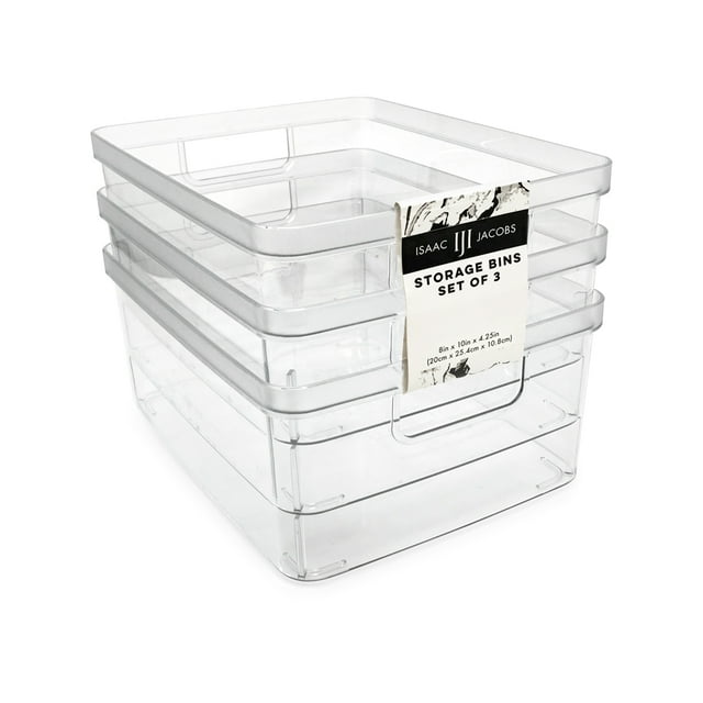 Isaac Jacobs 3-Pack Medium Plastic Storage Bins, Kitchen & Pantry ...
