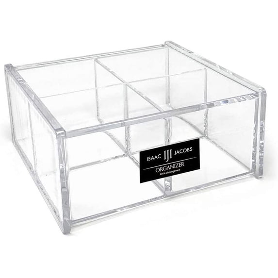 Isaac Jacobs 4-Compartment Square Clear Acrylic Organizer with Lid 5.75 ...