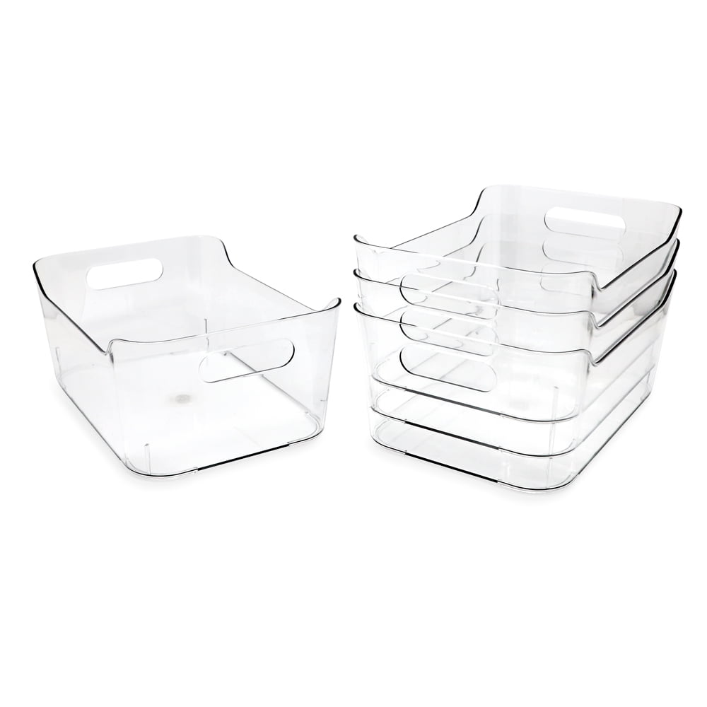 Isaac Jacobs 4-Pack Small Storage Bins with Handles, BPA Free/Food Safe ...