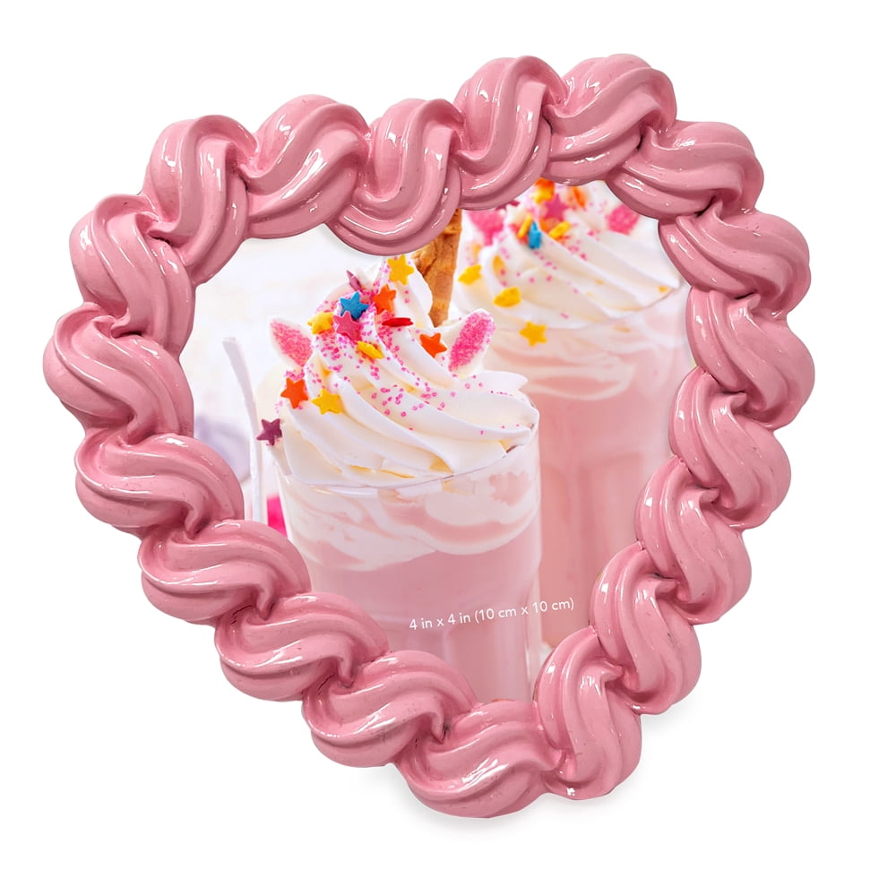 Isaac Jacobs 4x4 Pink Glossy Frosting Heart-shaped Picture Frame with ...