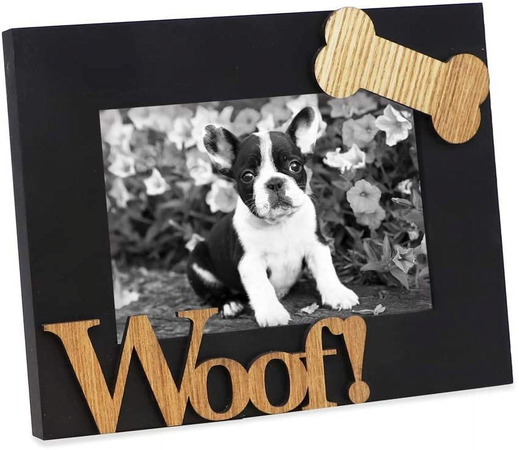 Isaac Jacobs 4x6 Black Dog Picture Frame, Woof! Tabletop Display ...