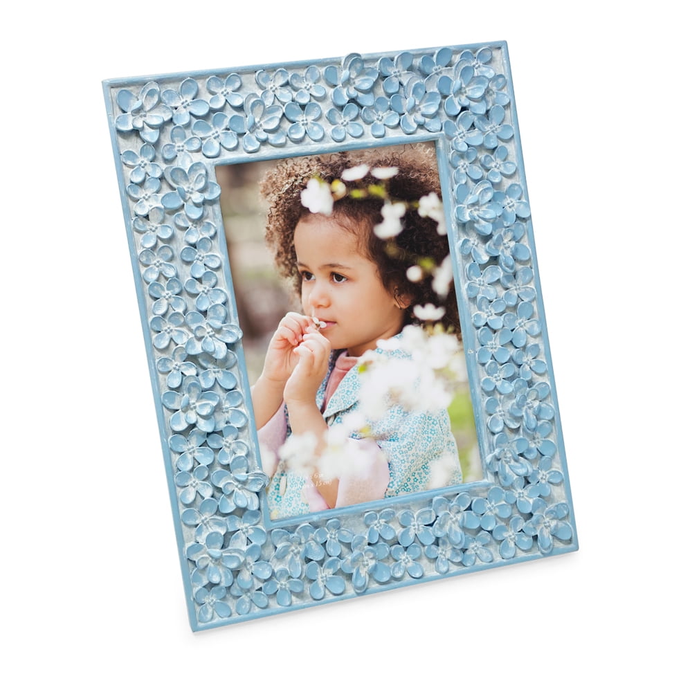 Isaac Jacobs 4x6 Blue Flower Textured Hand-Crafted Resin Picture Frame ...
