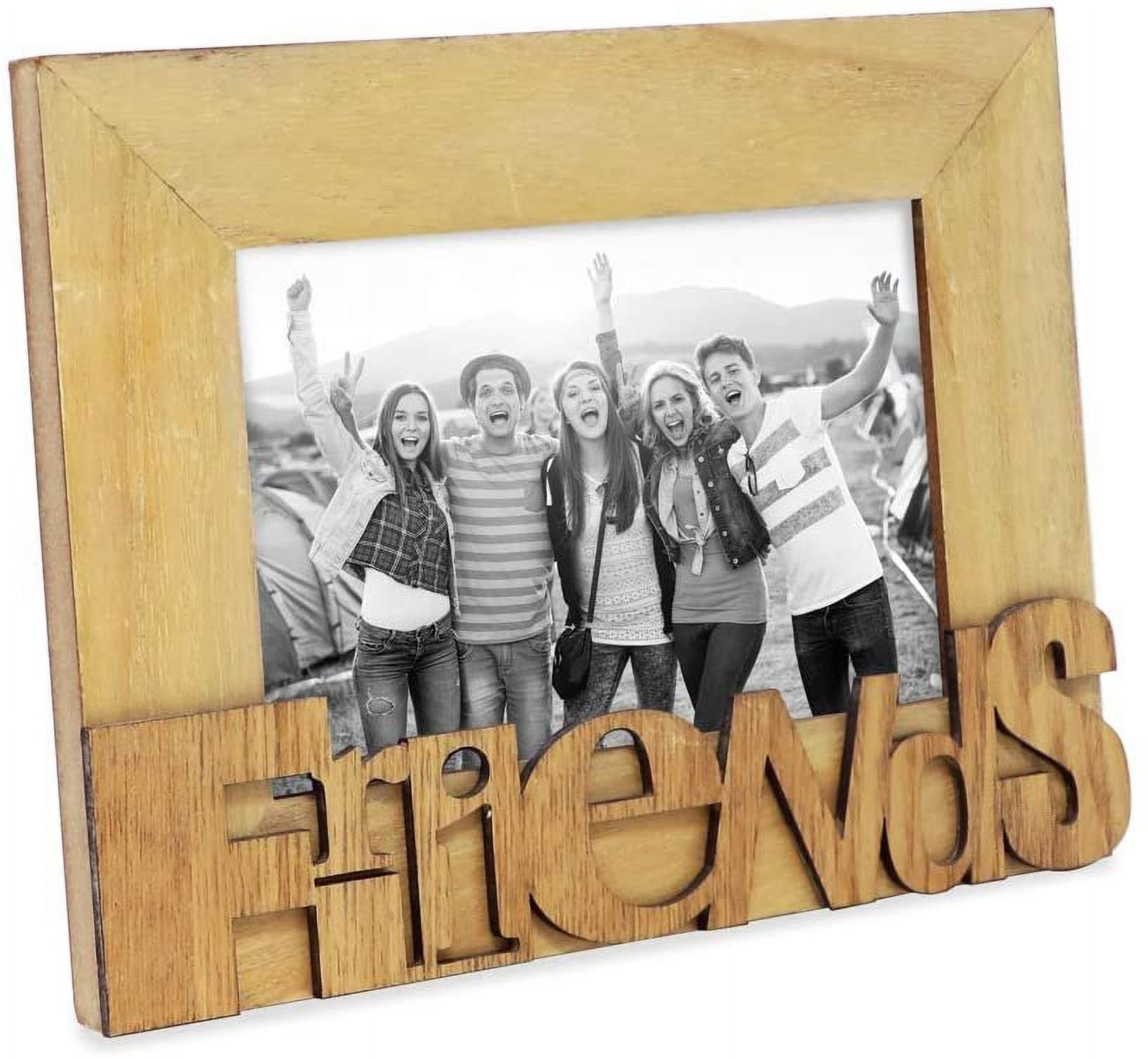 Isaac Jacobs 4x6 Natural Wood “Friends” Tabletop Picture Frame ...