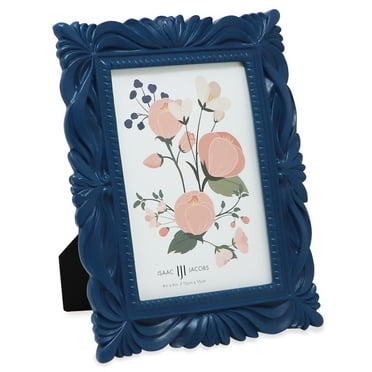 Isaac Jacobs 4x4 Heart-Shaped Resin Picture Frame with Rose Design ...