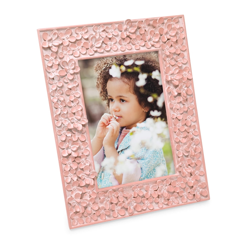 Isaac Jacobs 4x6 Pink Flower Textured Hand-Crafted Resin Picture Frame ...