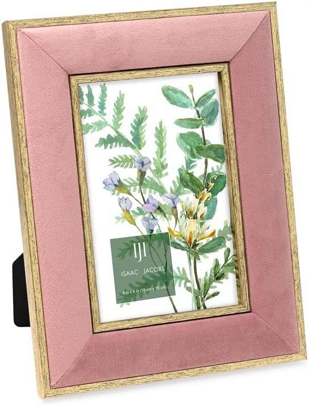 Isaac Jacobs 4x6 Pink Velvet Picture Frame with Metallic Gold Double ...
