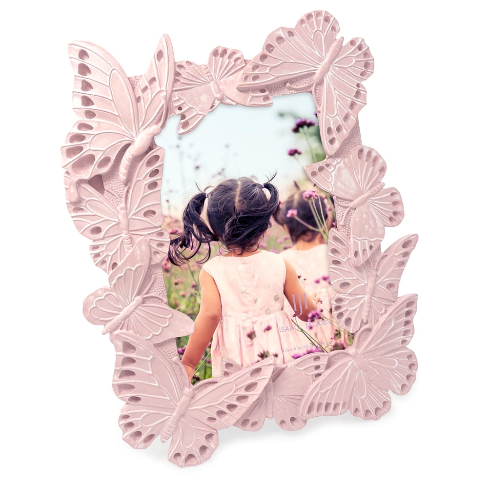 Isaac Jacobs 4x6 Pink Vintage-Inspired Ornate Butterfly Picture Frame ...