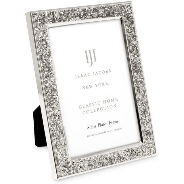 Isaac Jacobs 4x6 Silver Glitter Frame, Vertical & Horizontal, Black ...