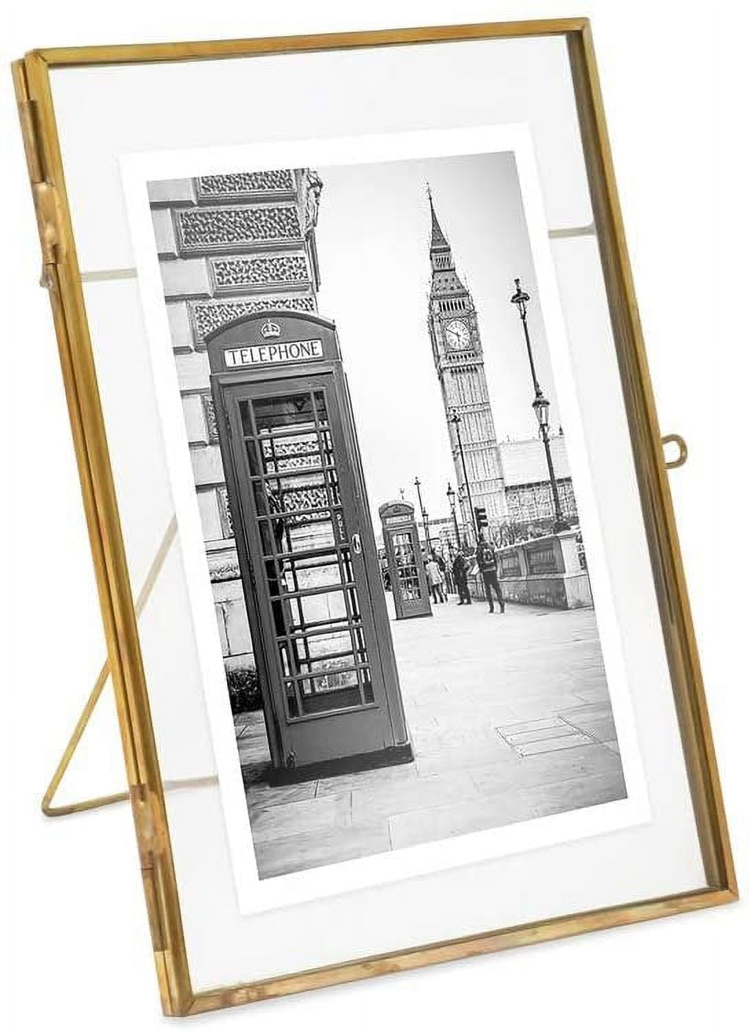 Isaac Jacobs 5x7, Antique Gold, Metal Floating Picture Frame Vertical ...