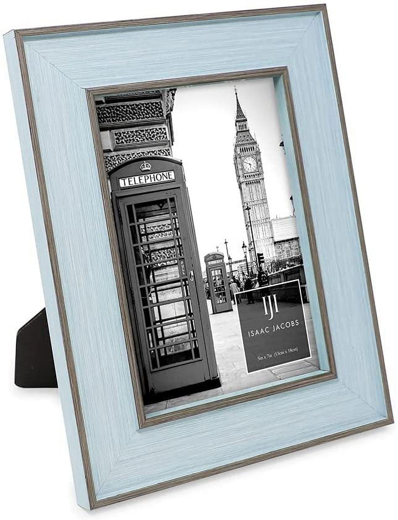 Isaac Jacobs 5x7 Blue & Brown Double Border Picture Frame, Black Fabric ...