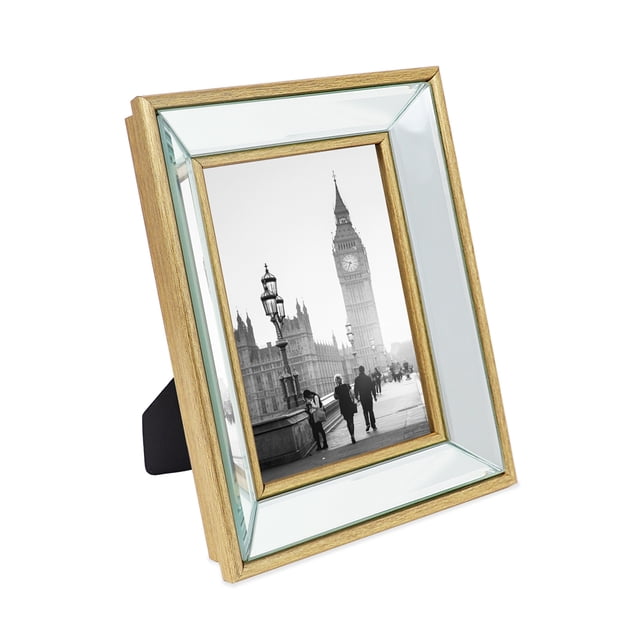 Isaac Jacobs 5x7 Gold Beveled Mirror Picture Frame for Tabletop Display ...