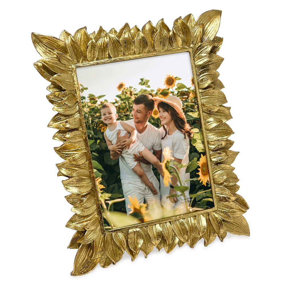 Isaac Jacobs 5x7 Vintage-Inspired Ornate Gold Sunflower Petal Picture ...