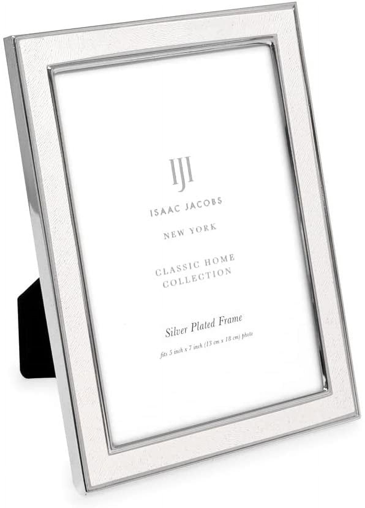 Isaac Jacobs 5x7 White Textured Leather Vertical & Horizontal & Silver ...