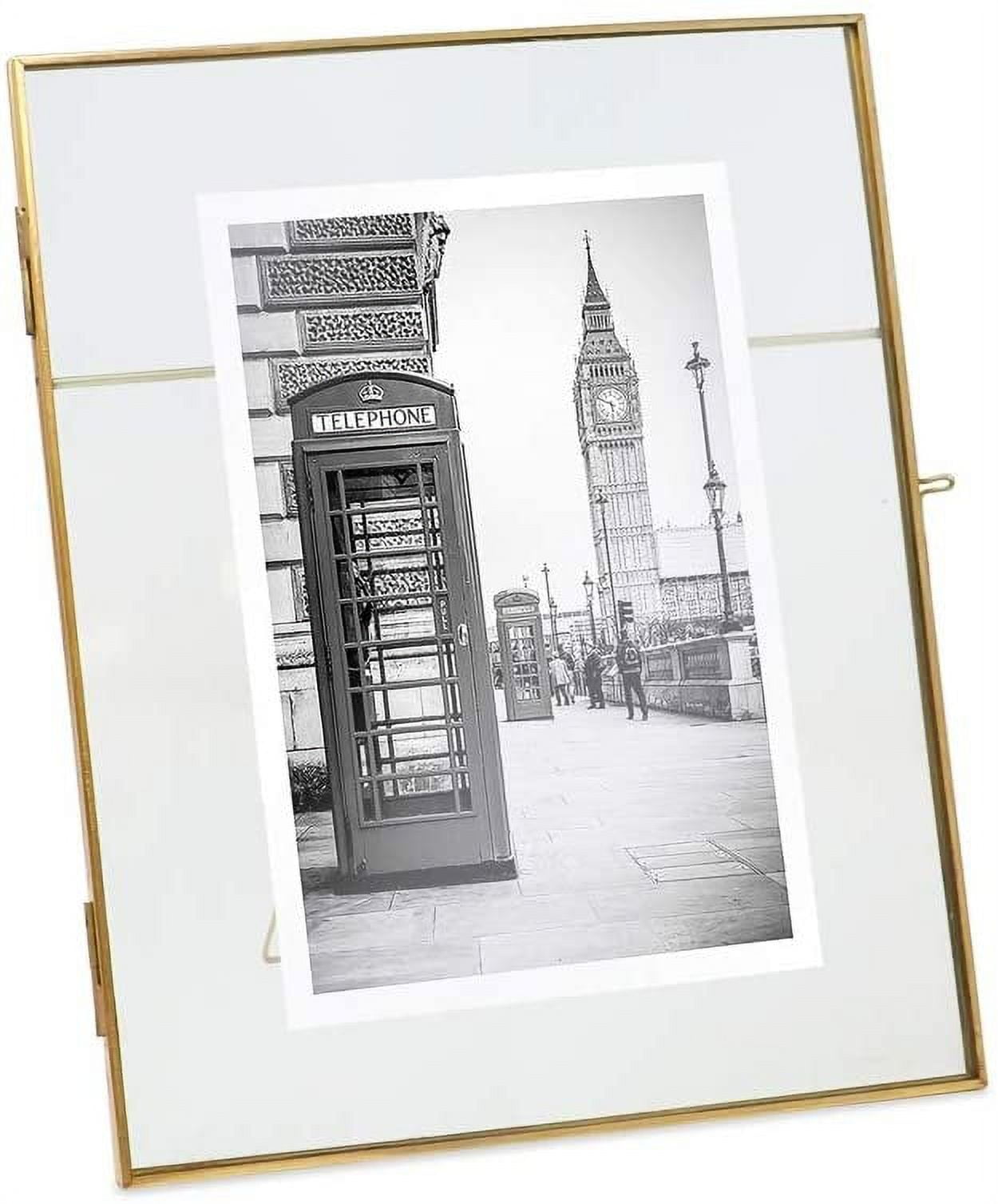 Isaac Jacobs 8x10 Antique Gold Vintage Style Brass & Glass Floating ...