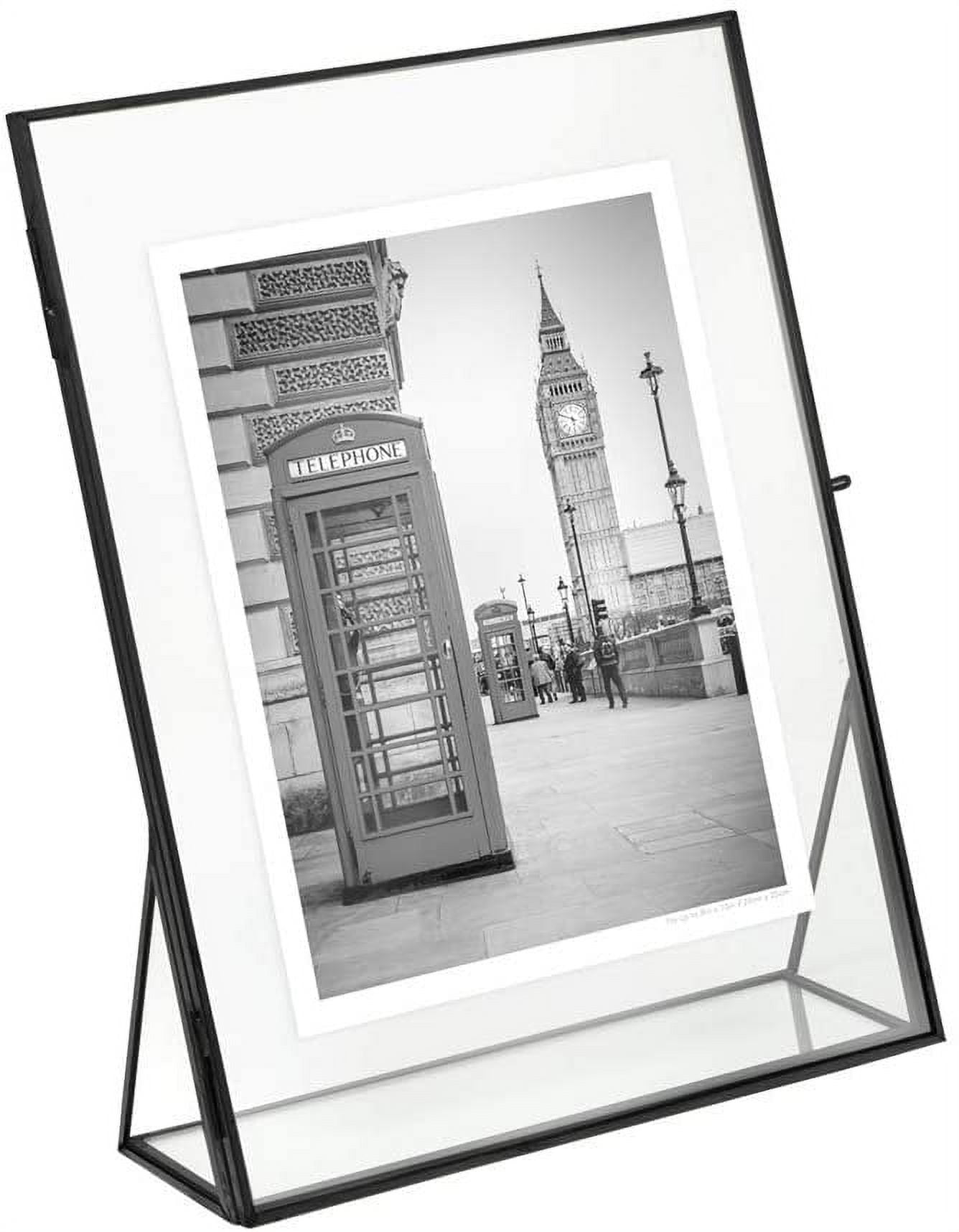 Isaac Jacobs 8x10, Black, Vintage Style Brass and Glass, Floating Photo ...